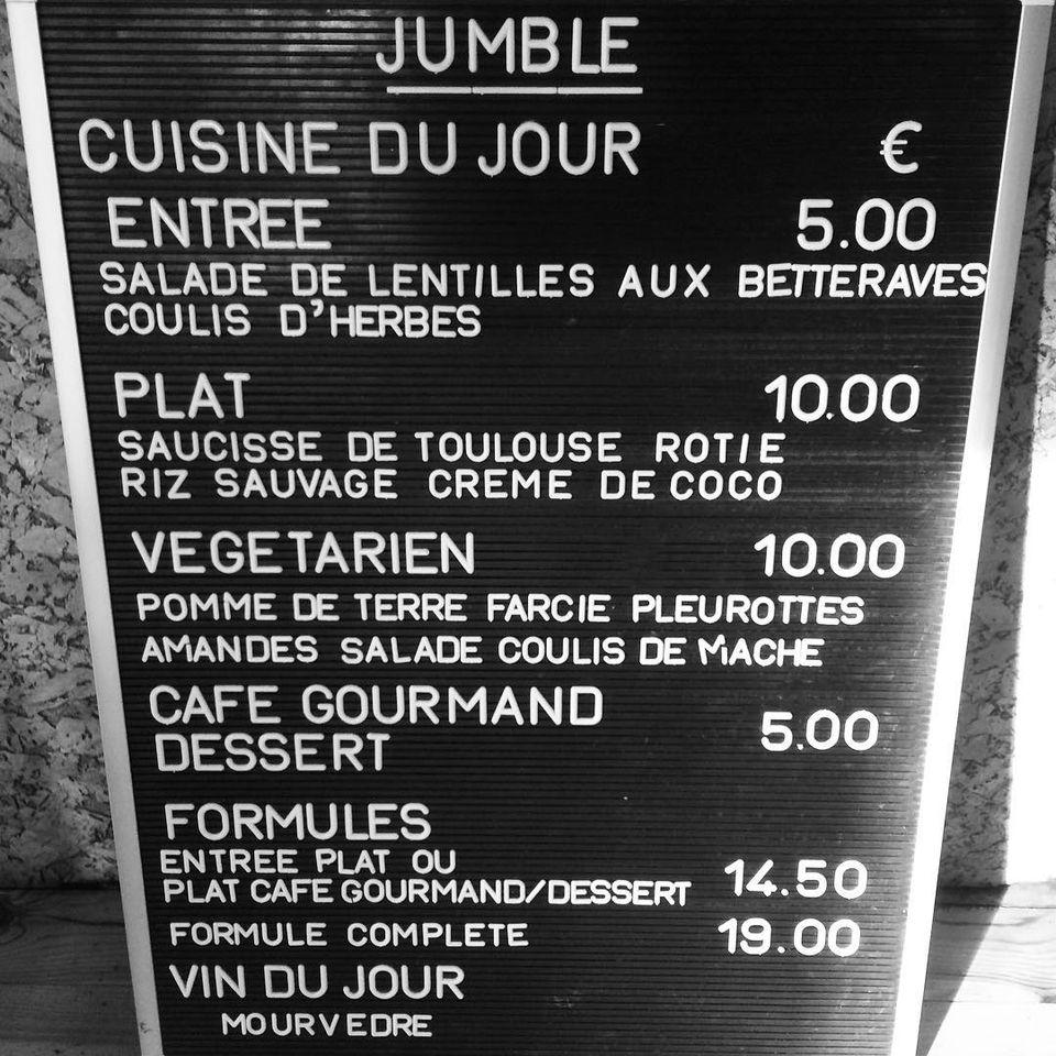 Menu at Jumble pub & bar, Lyon