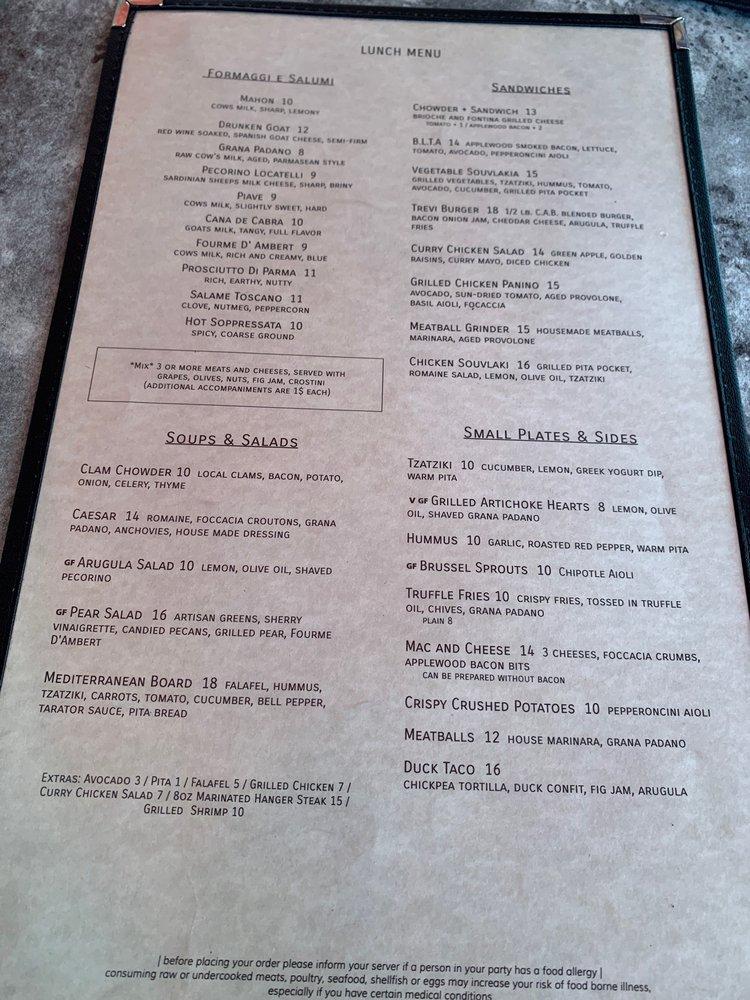 Menu at Trevi Cafe and Wine Bar, Mashpee
