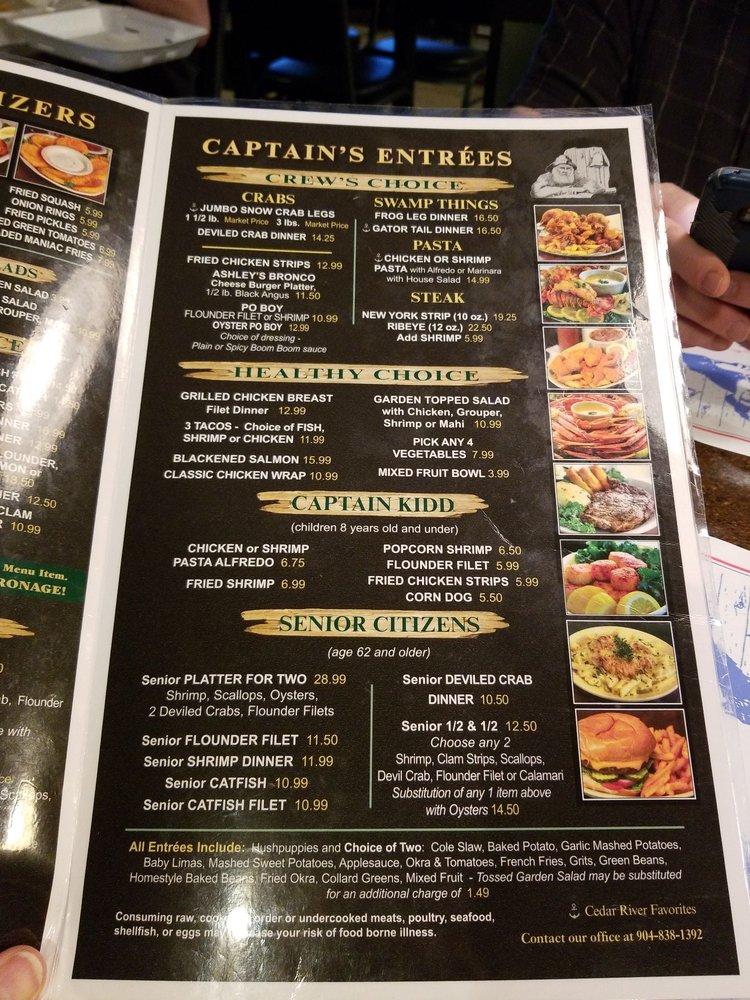 Menu at Cedar River Seafood restaurant, Fernandina Beach, Sadler Rd