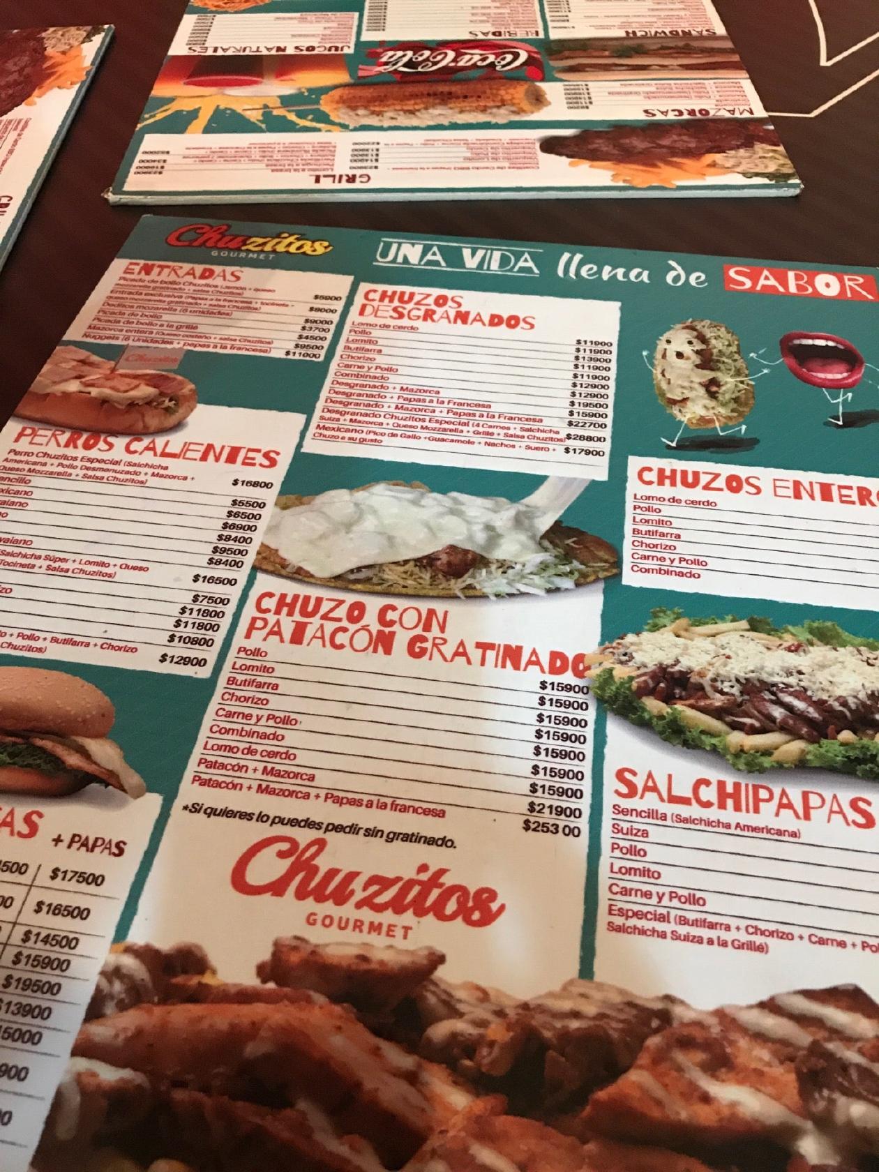 Carta del restaurante Chuzitos Gourmet, Barranquilla, Cra. 51 #82-274