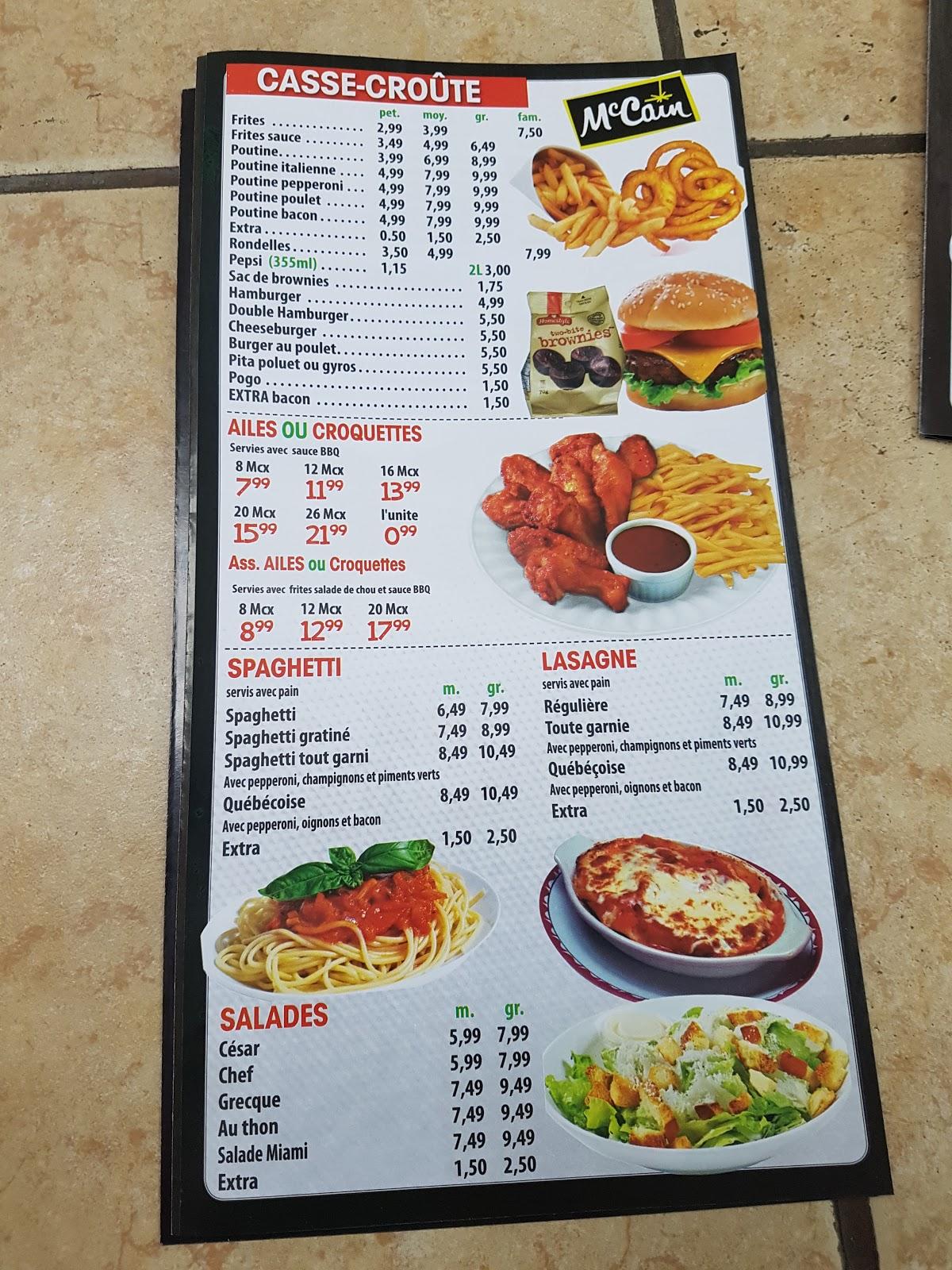 Menu au Pizza Promo restaurant, Montréal, 4e Rue