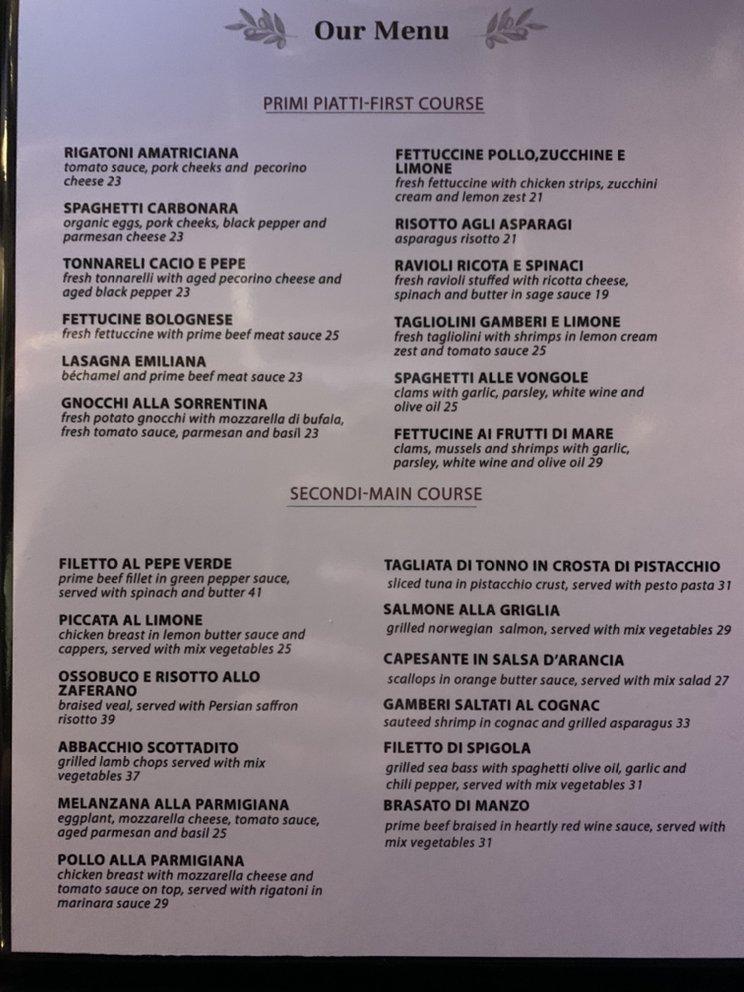 Menu at Roma Mia pub & bar, San Diego