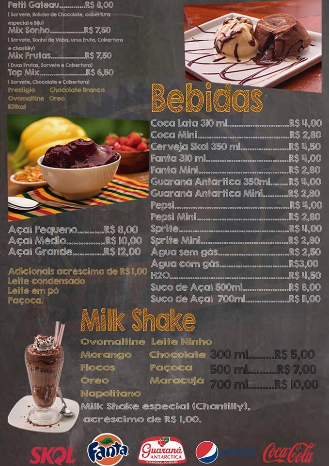 Menu at Salambô burger restaurant, São Paulo