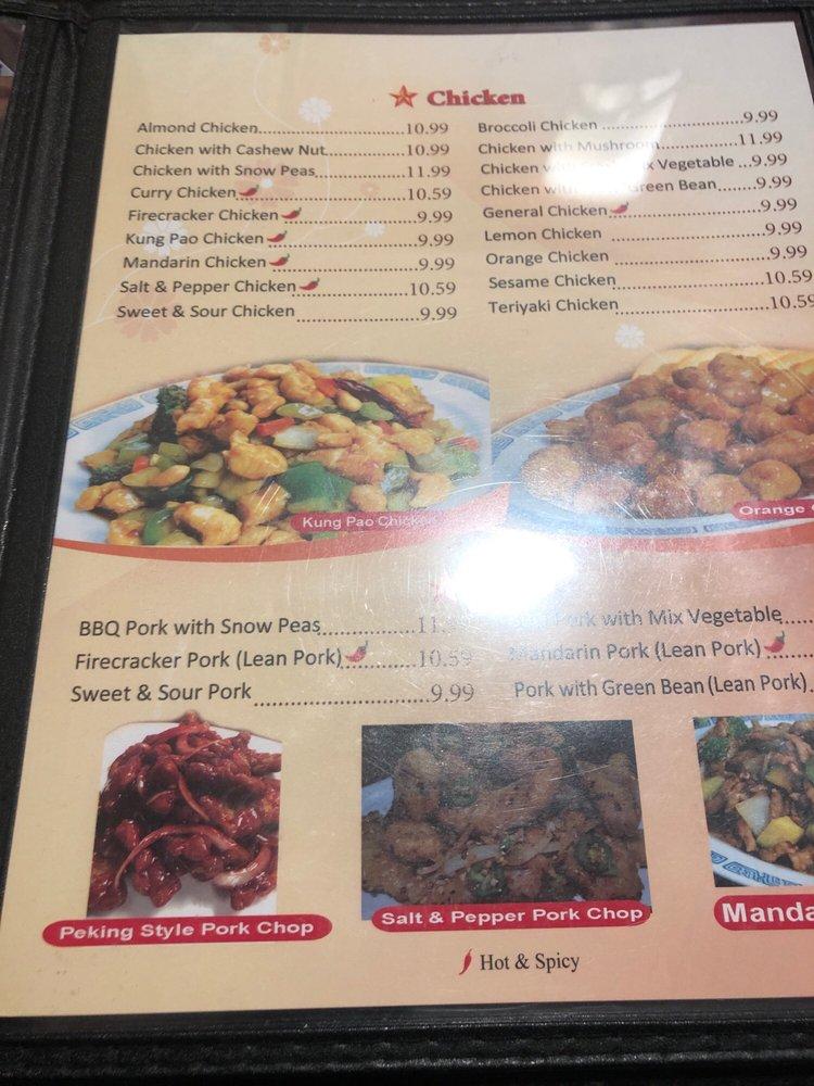 Menu at Dynasty Chinese Cuisine restaurant, Hanford