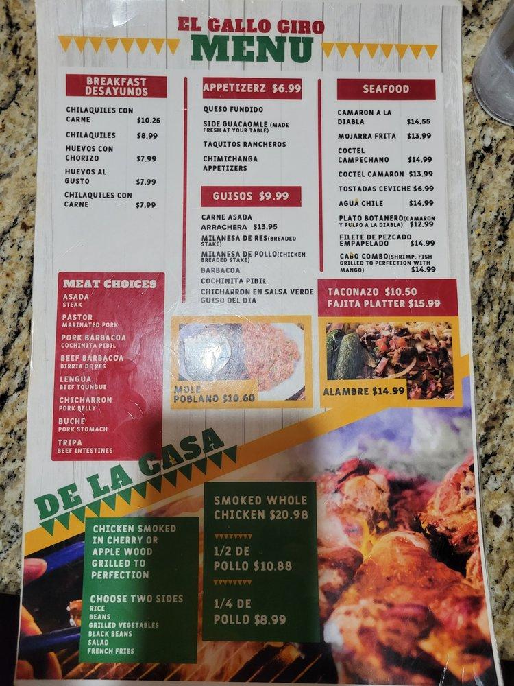 Menu at El Gallo Giro restaurant, Provo, 346n N University Ave