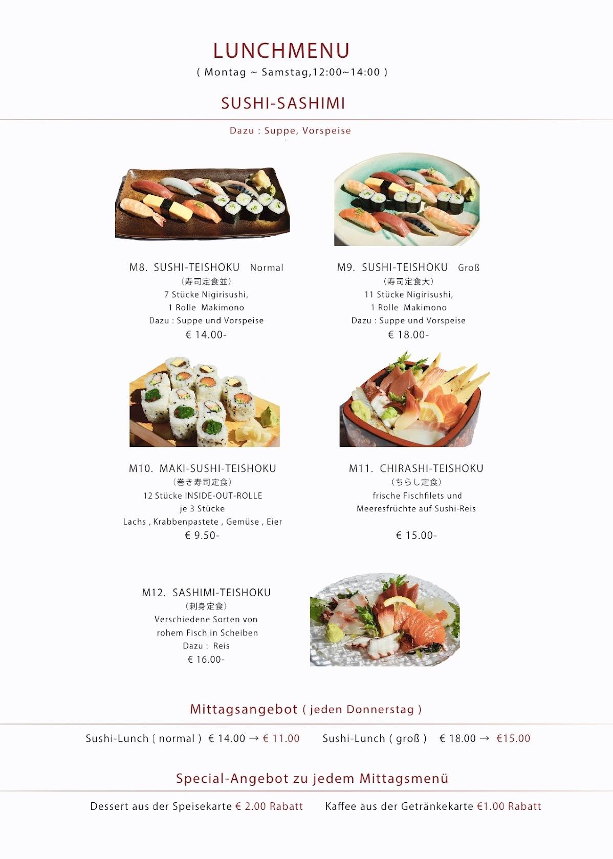 Menu at Japanisches Restaurant KICHO, Stuttgart