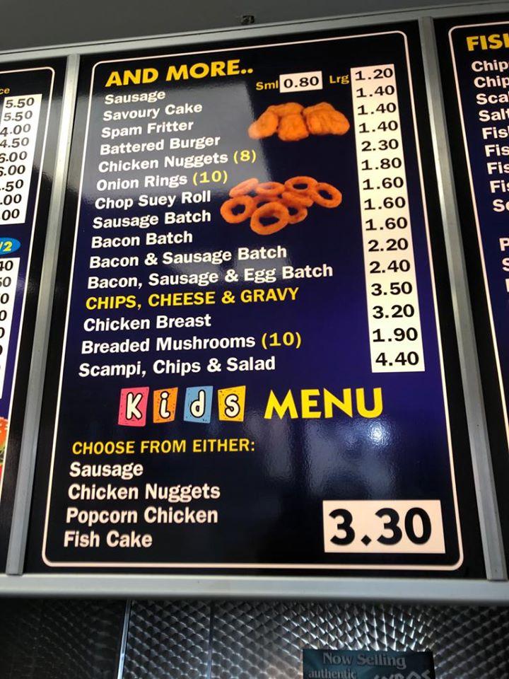 Menu at Hope Farm Fish Bar, Ellesmere Port