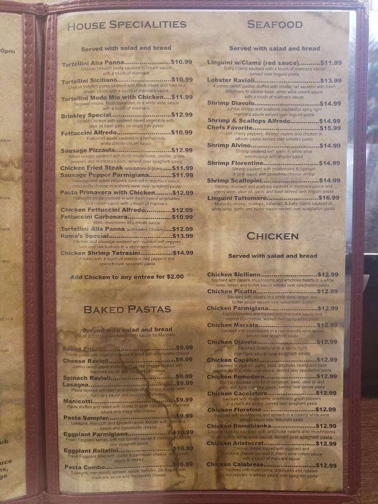 Menu at Roma Italian Resturant restaurant, Ada