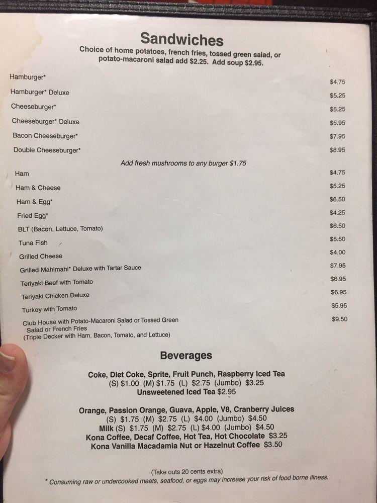 Menu at Times Coffee Shop Kailua restaurant, Kailua, 153 Hamakua Dr Ste A