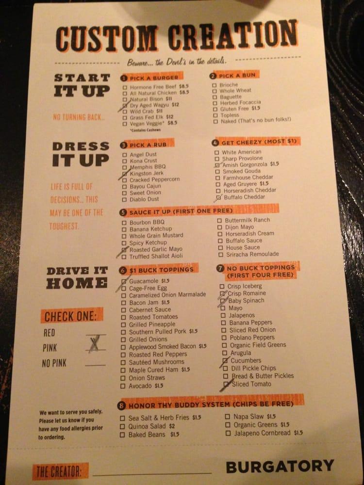 Menu at Burgatory pub & bar, Robinson Township