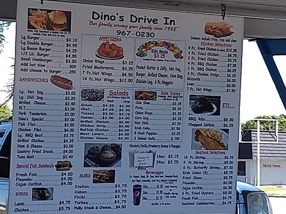 Menu at Dino's Drive-In BBQ, Winter Haven
