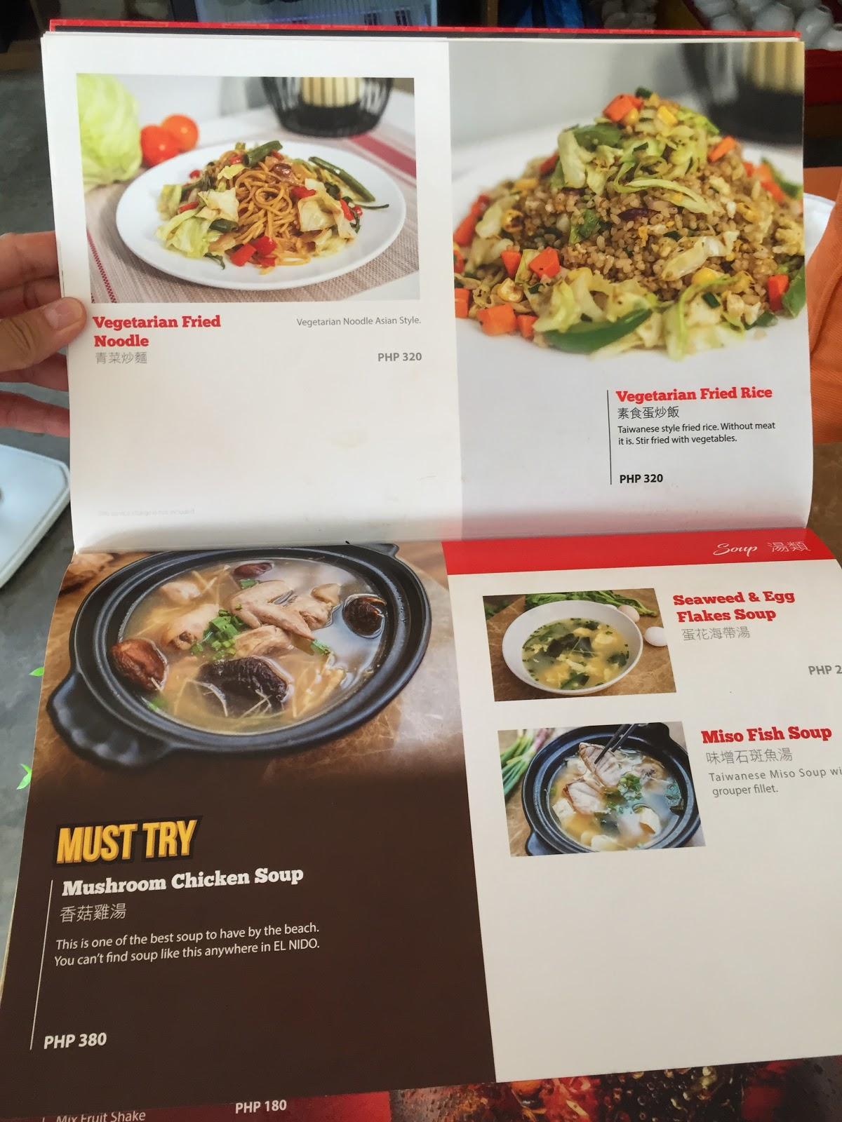 Menu at Fat Choy Chinese El Nido restaurant, El Nido