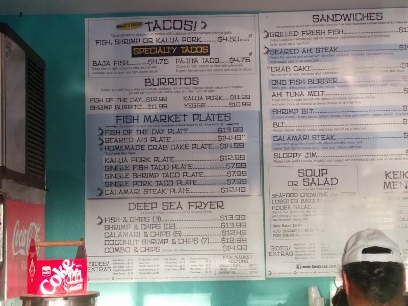 Menu at Fish Market Maui restaurant, Lahaina