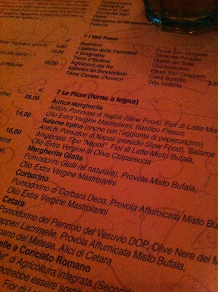 Menu da Gino Sorbillo Lievito Madre al Mare pizzeria, Napoli