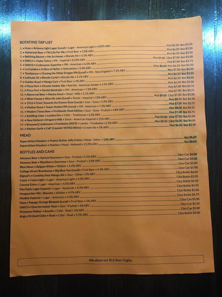 Menu at Original Gravity pub & bar, Phoenix