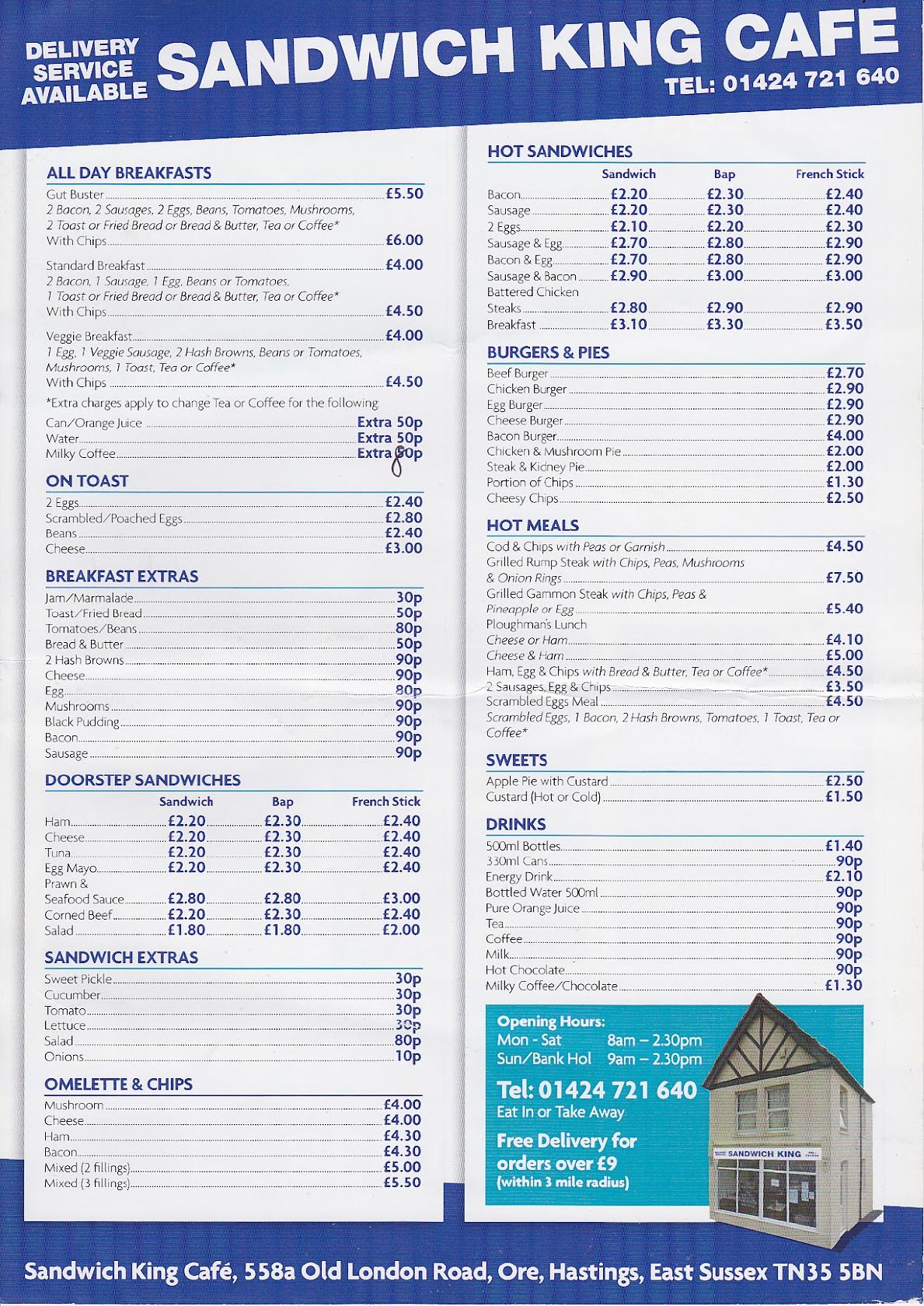 Menu at The Market Cafe, Hastings