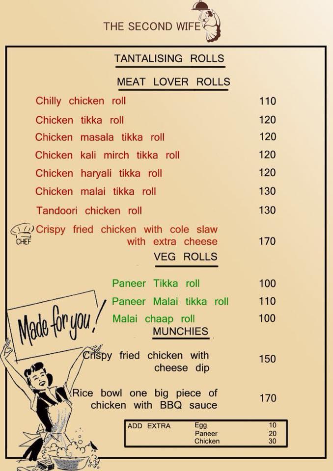Menu at The Second Wife Restaurant, Noida, Shop no 15