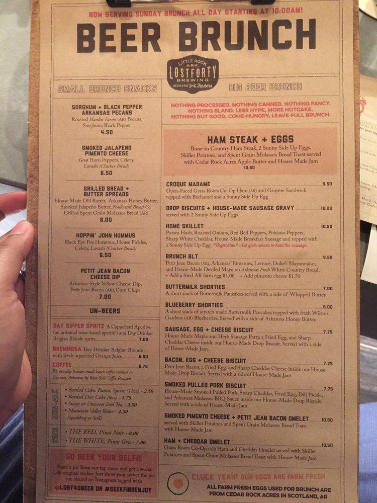 Menu at Lost Forty Brewing pub & bar, Little Rock