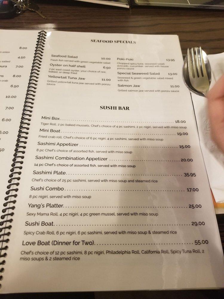 Menu at Shobu Japanese Cuisine restaurant, Fresno