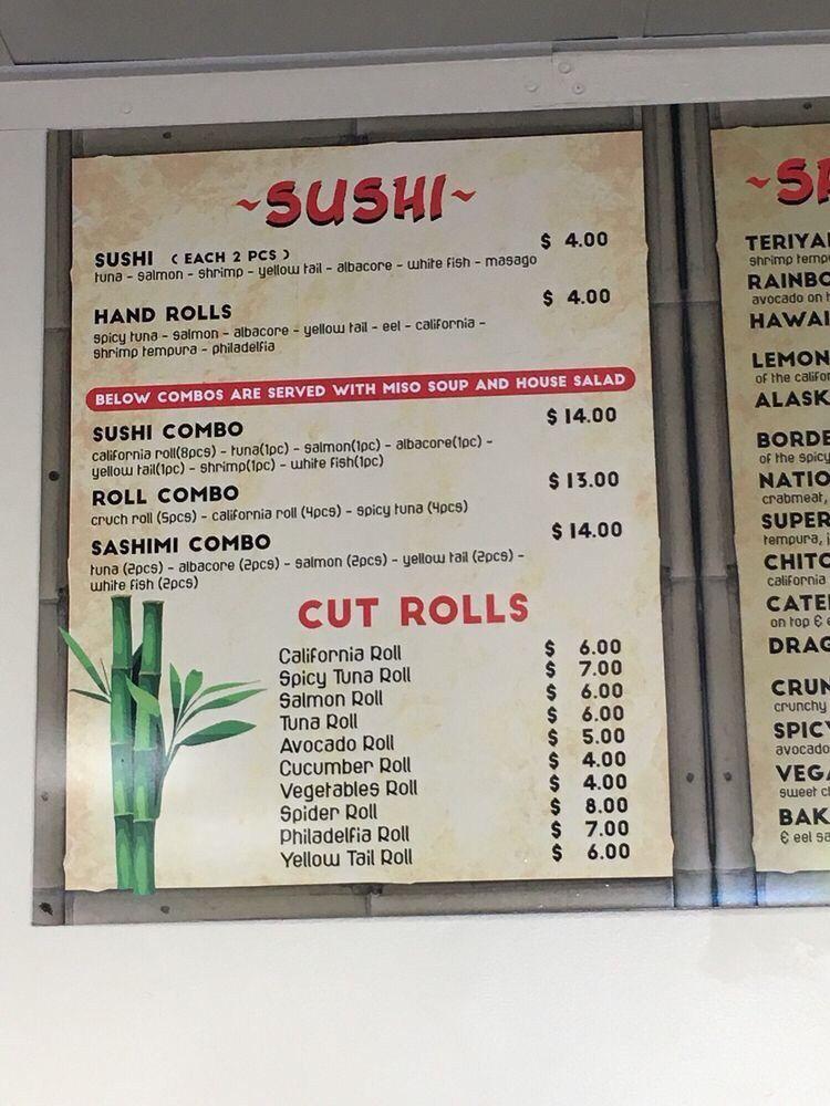Menu at Teriyaki Sun restaurant, National City