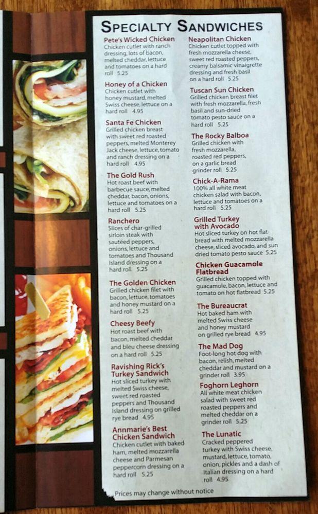 Menu at For Pete's Sake Deli, Bethel