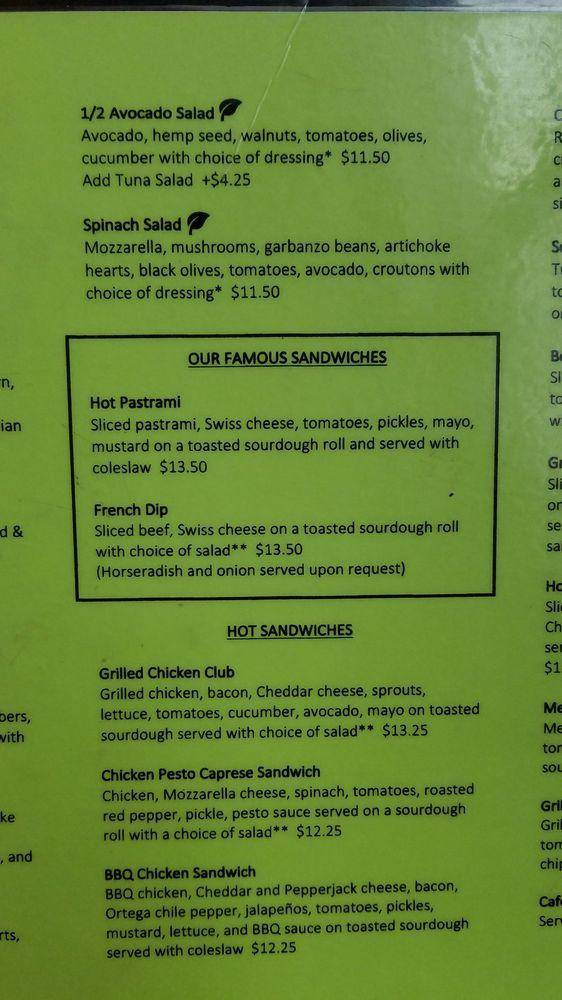 Menu at The Café on Bridge St cafe, Cambria