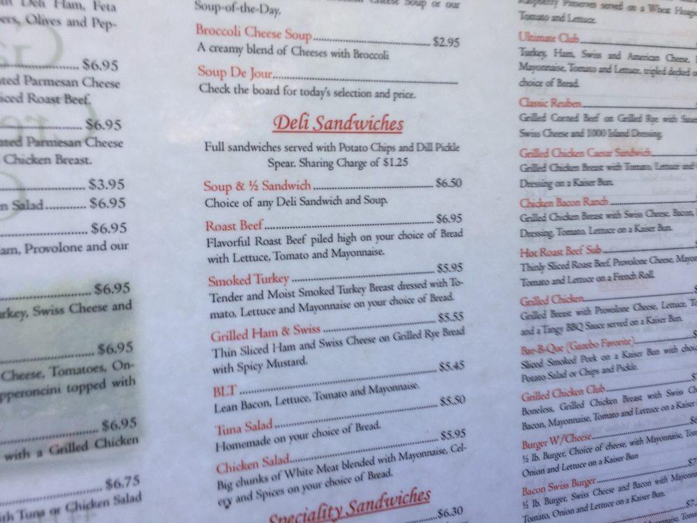 Menu at Gazebo Creekside Cafe, Franklin