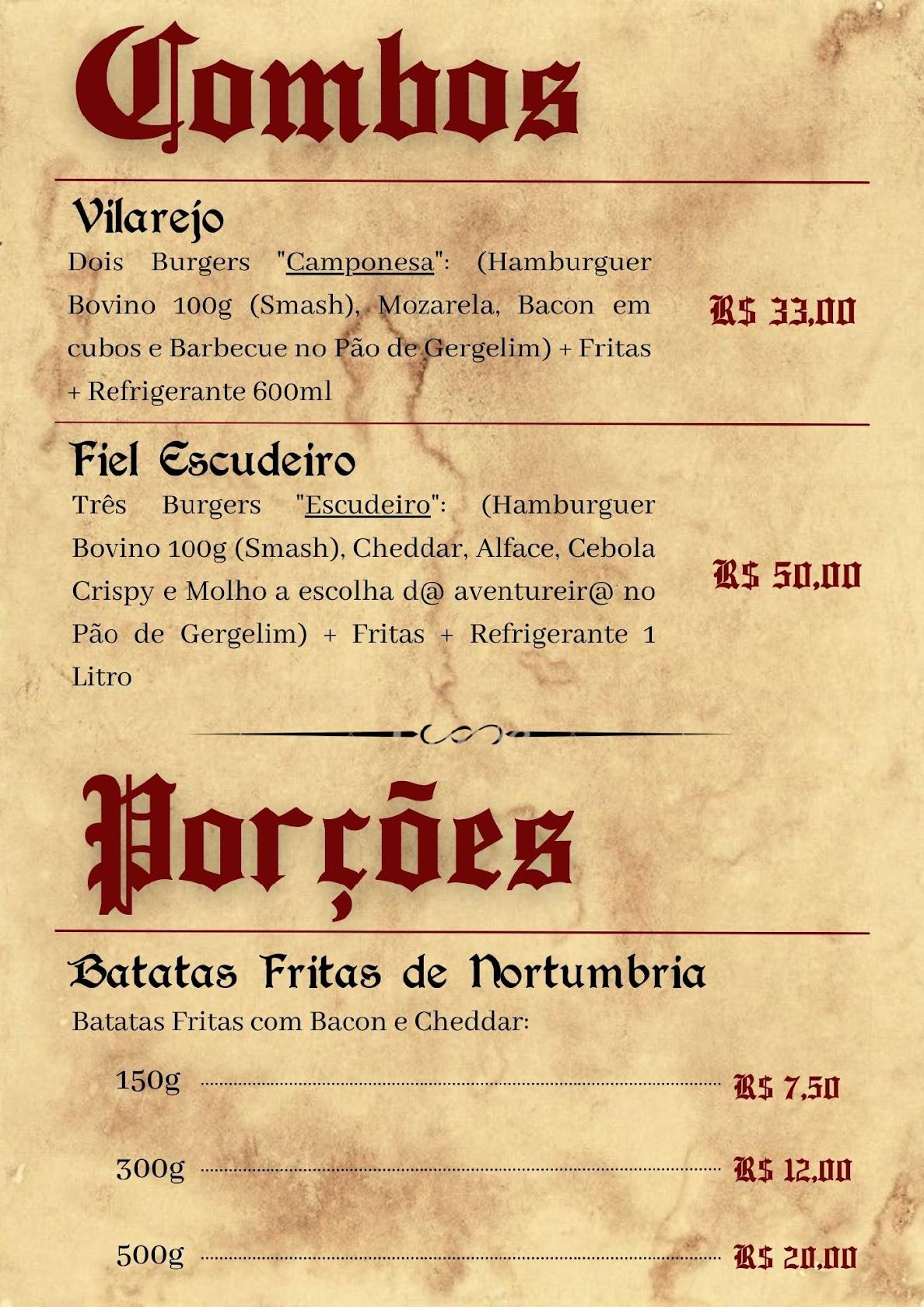 Menu em Taverna do Bardo, Brasil