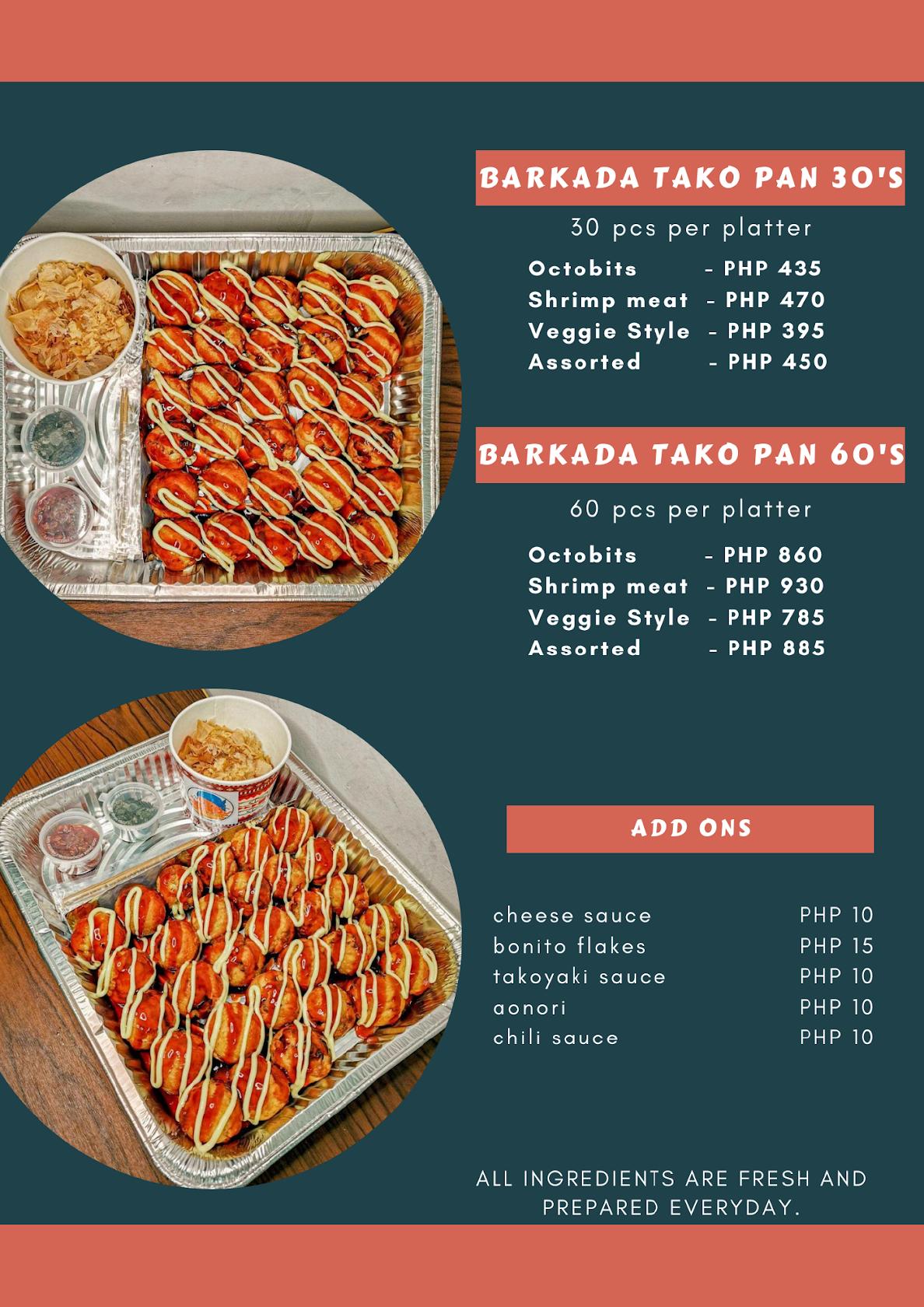 Menu at Ay!!! Takoyaki Atbp. Snack House restaurant, Taytay