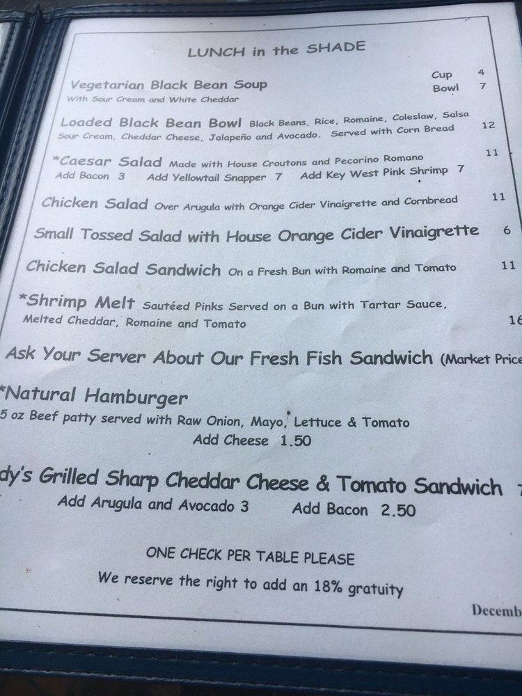 Menu at Blue Heaven restaurant, Key West