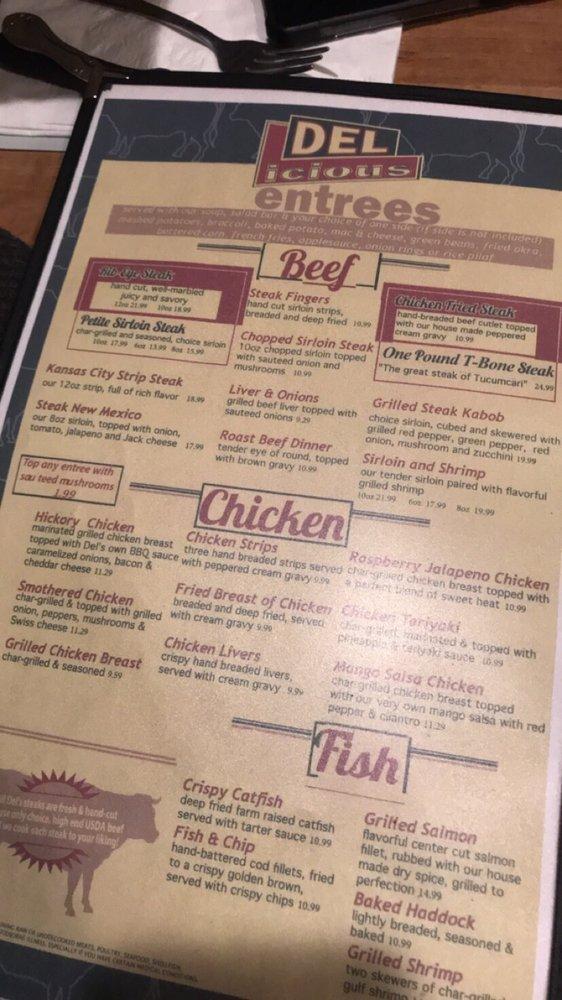 Menu at Del's Restaurant, Tucumcari