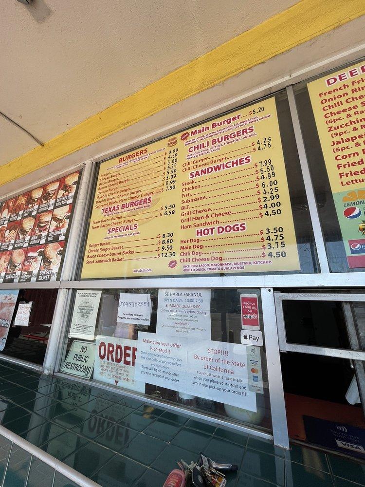 Menu at East Main Drive-In restaurant, Stockton, E Main St