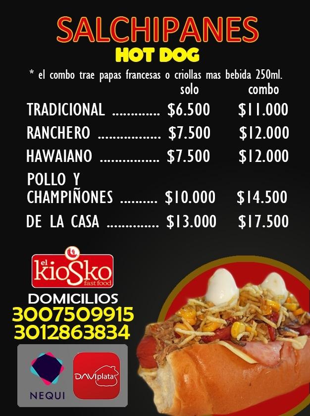 Menu at El kioSko fast food, Bogotá, Dg. 77b #116 esquina