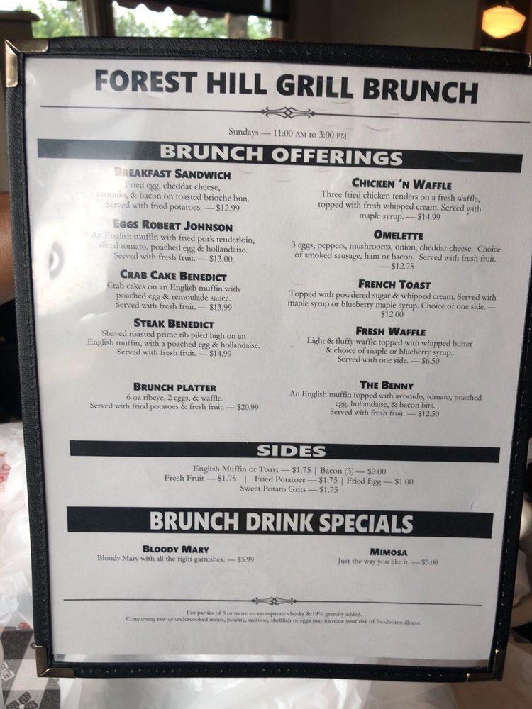 Menu at Forest Hill Grill restaurant, Germantown