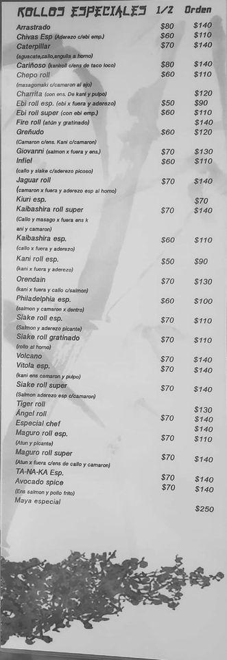 Carta del restaurante Inari Sushi to Go, Zapopan, Calzada Central 19