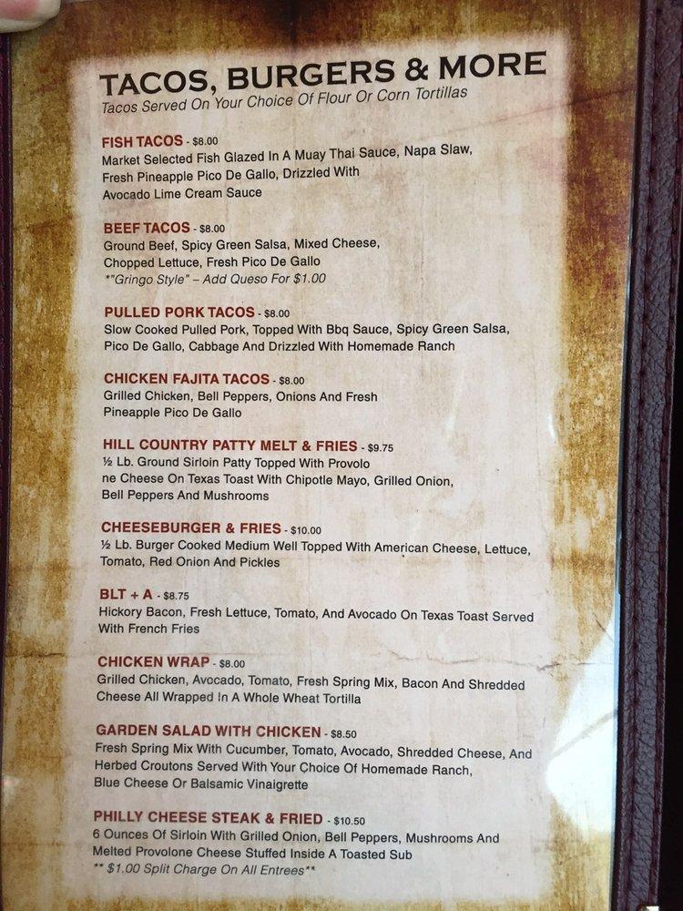 Menu at Max's Roadhouse pub & bar, Spring Branch
