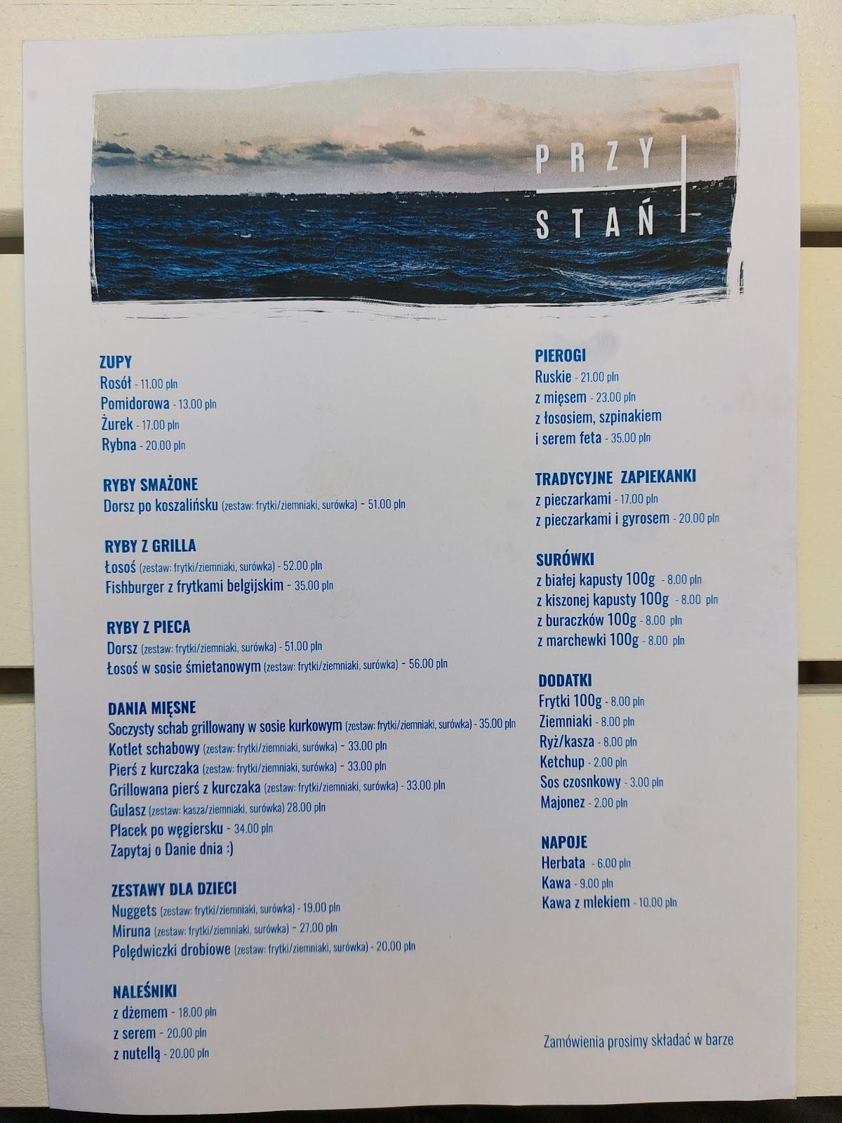 Menu at Bar Maja / PRZYSTAŃ, Bobolin