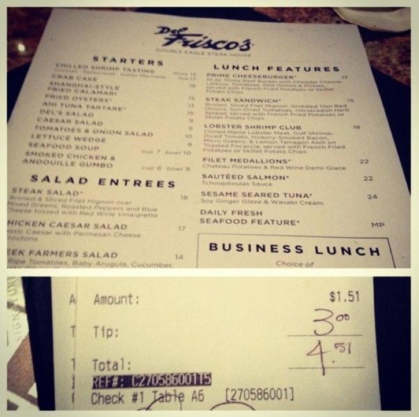 Menu at Del Frisco's Double Eagle Steakhouse, Greenwood Village