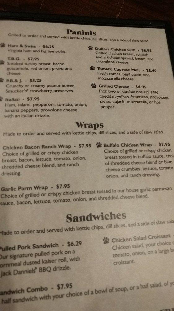 Menu at Duffer's Restaurant And Pub, Fredericktown