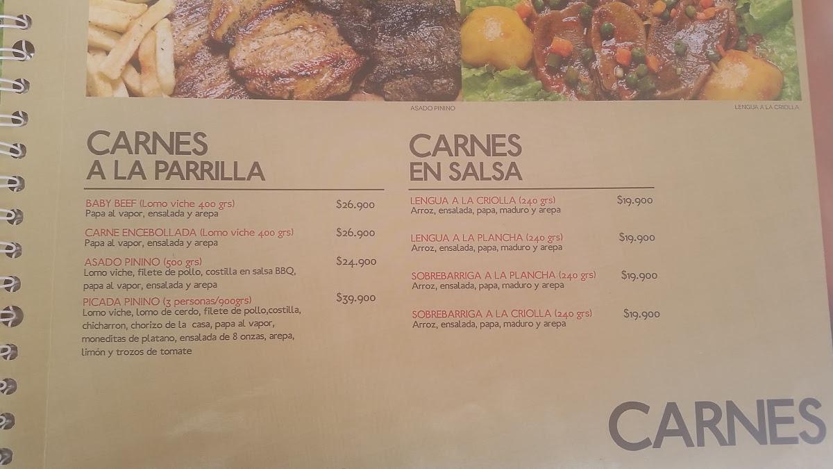 Carta del restaurante Las Delicias De Pinino, Cali, Cra. 83c #26-10