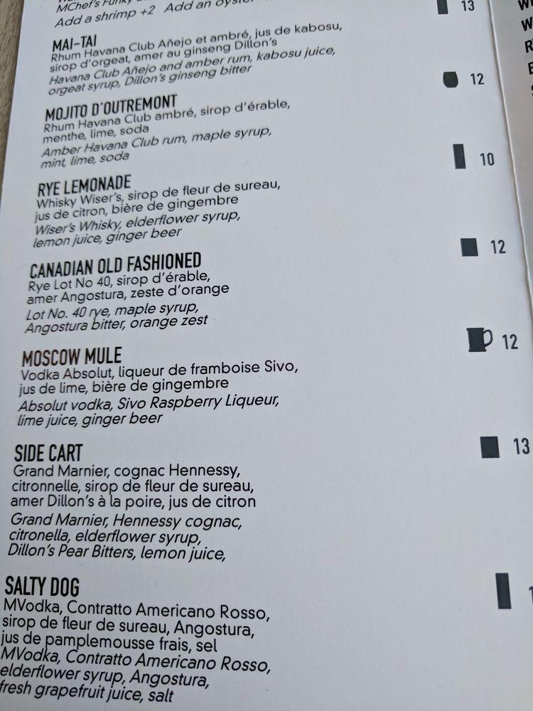 Menu at Les Enfants Terribles restaurant, Montreal, 1 Bd Robert-Bourassa