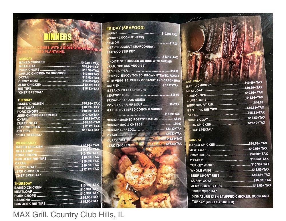 Menu at Max Grille Jerk and BBQ, Country Club Hills