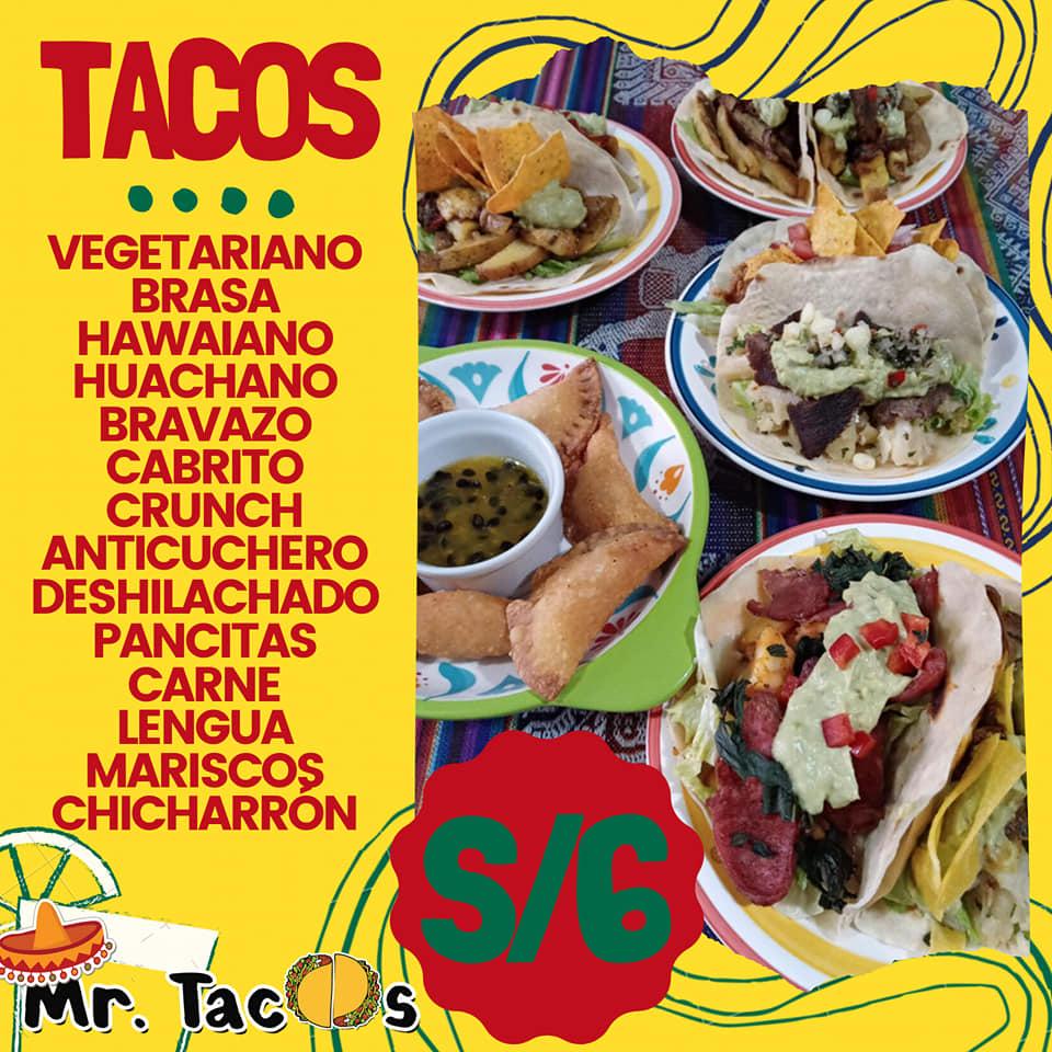 Menu at Mr.Tacos restaurant, Piura