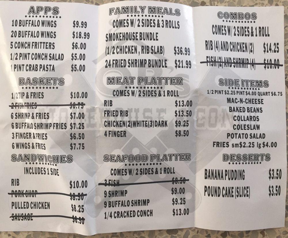 Menu at Obs Smokehouse & Conch, Stuart