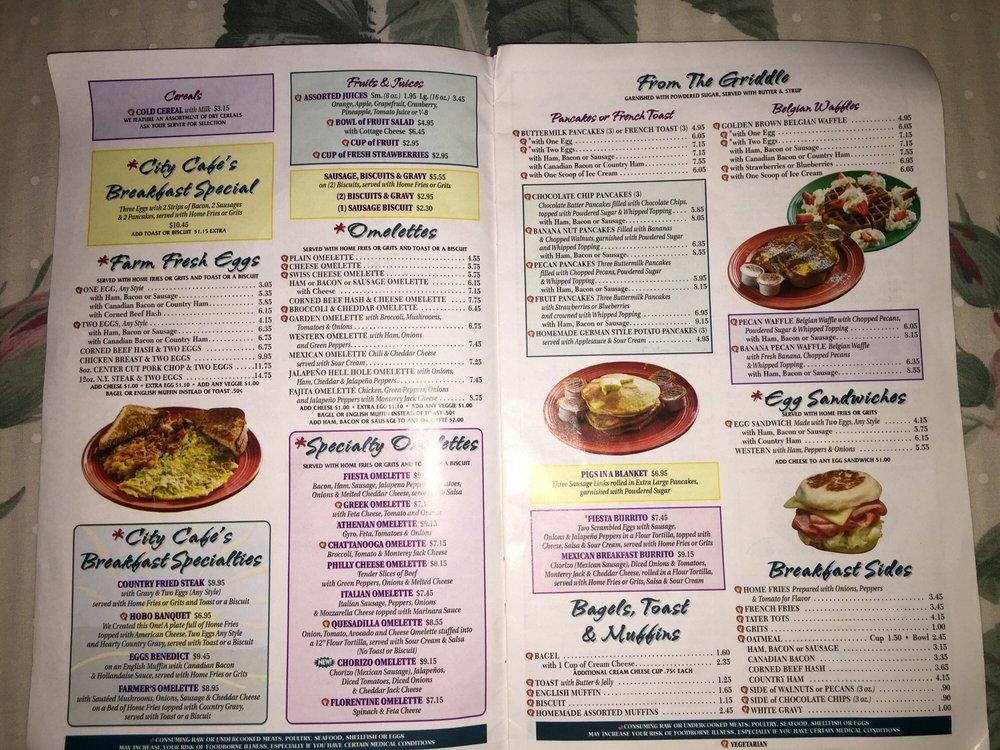 Menu at City Cafe Diner, Cleveland