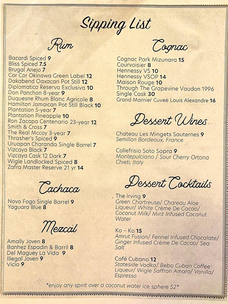 Menu at Con Alma pub & bar, Pittsburgh, 613 Penn Ave