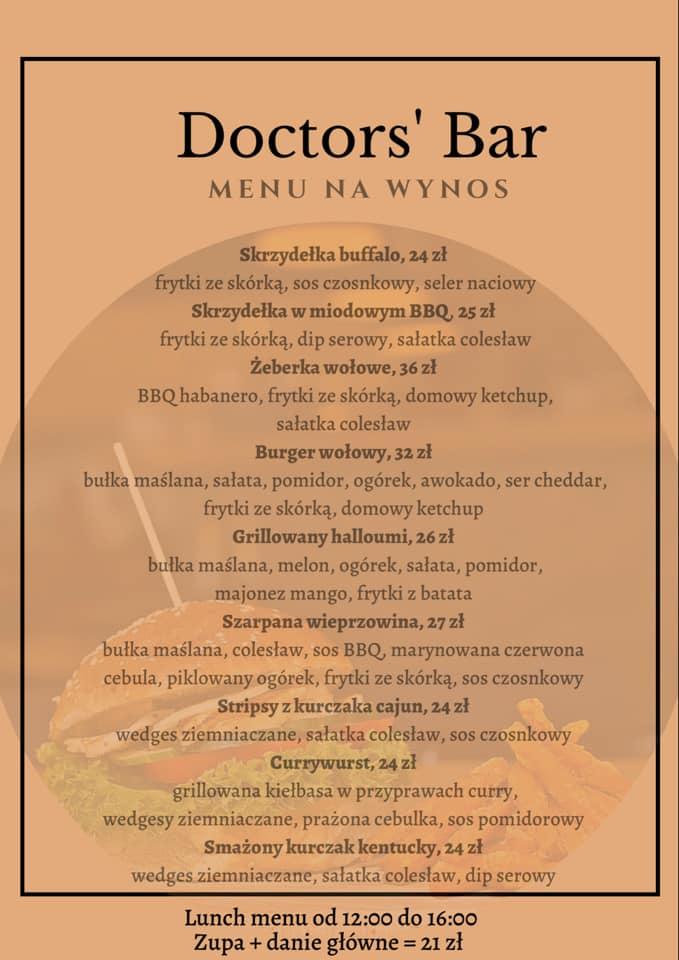 Menu at Doctors' Bar, Wrocław