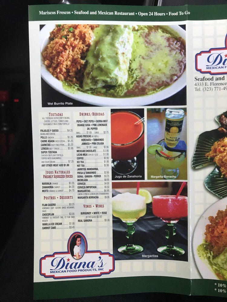 Carta del restaurante Diana's, Bell, Florence Ave
