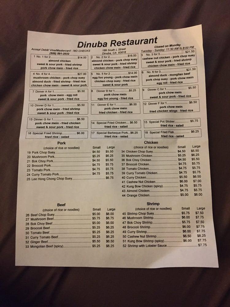 Menu at Dinuba Restaurant, Dinuba, 189 S L St