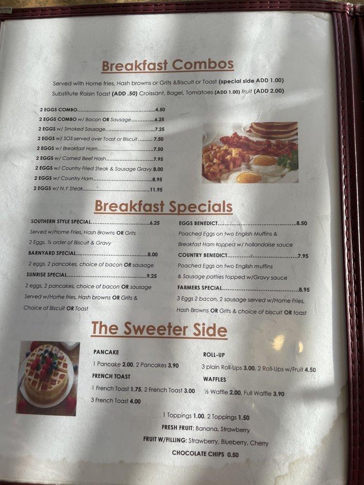 Carta de Dora Cafe, Mount Dora